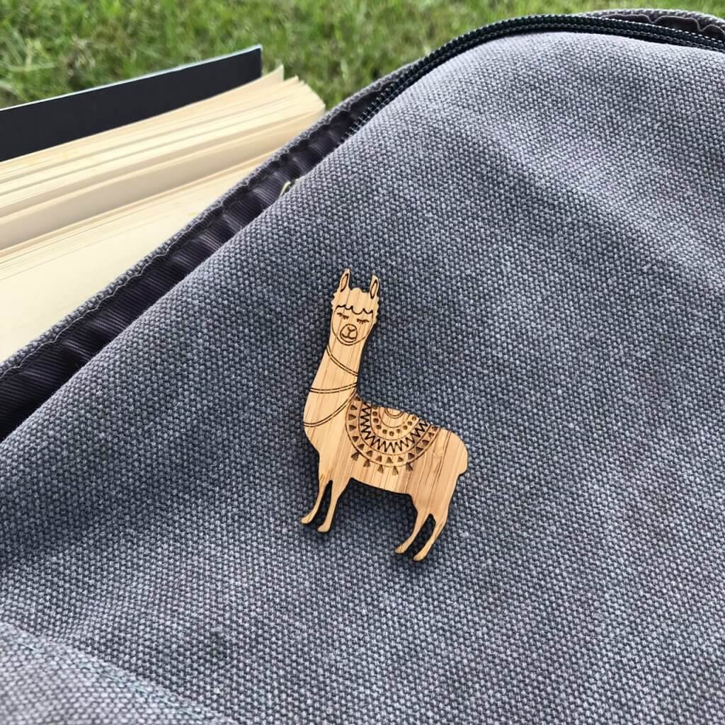 Llama Bamboo Pin Badge | Zooniverse Designs • ecomersh.